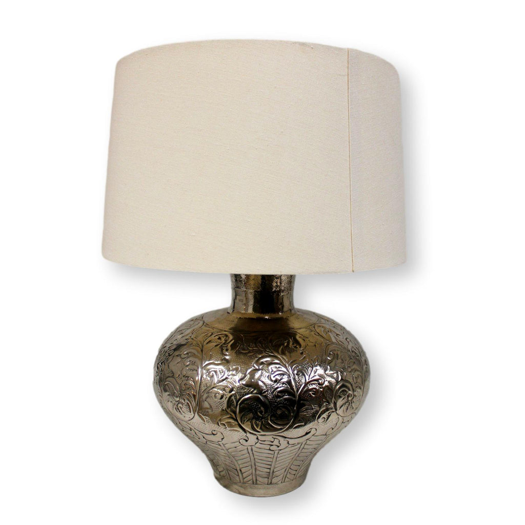 Embossed Metal Table Lamp – Upscale Consignment