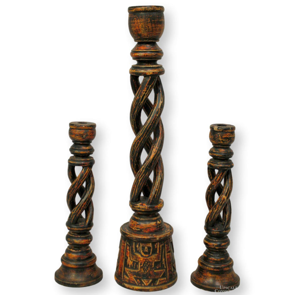 Trio of Rustic Candle Holders – Upscale Consignment