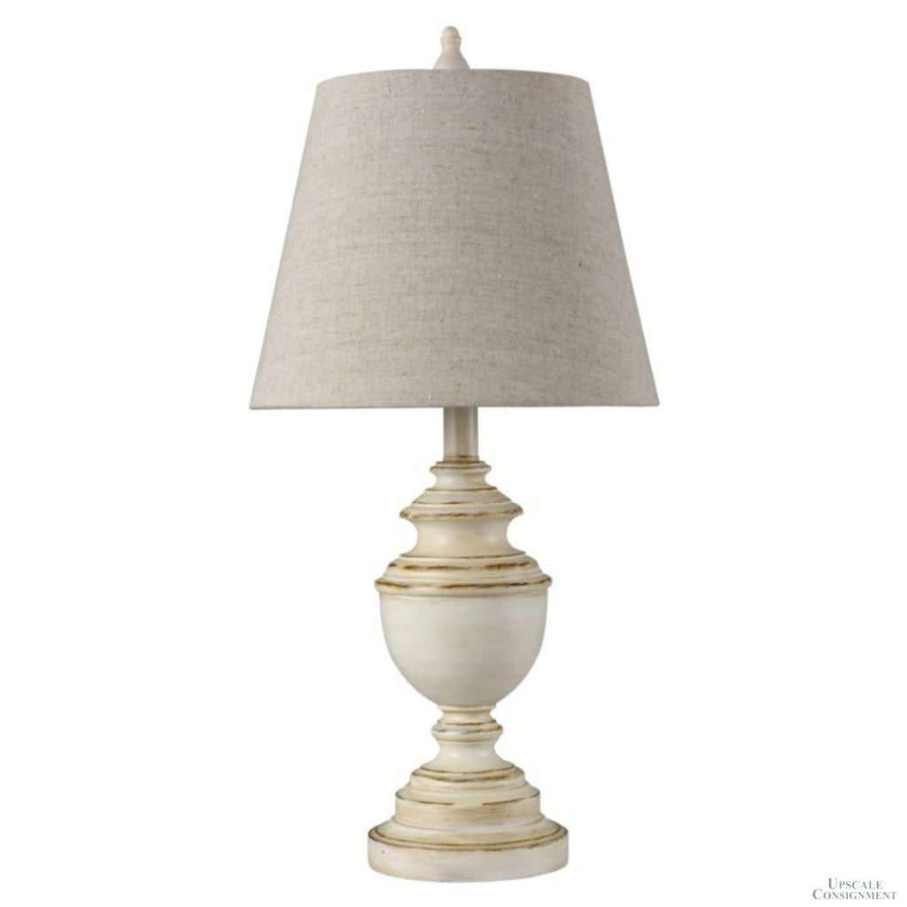 Table Lamp w/Distressed White Finish – Upscale Consignment
