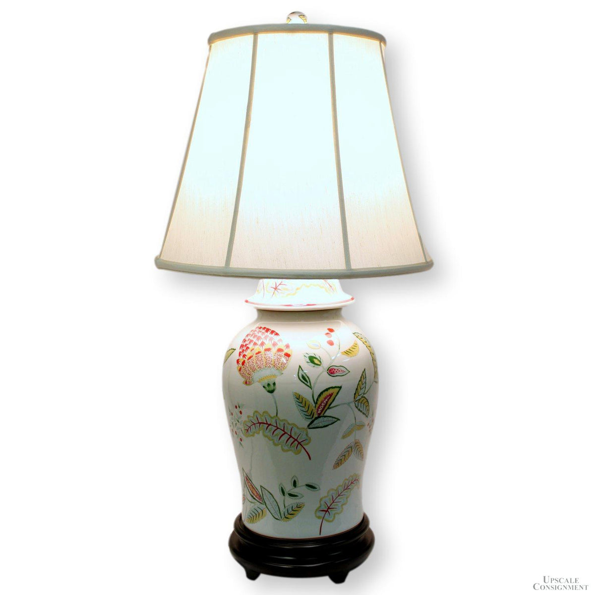 Botanical Motif Ceramic Ginger Jar Table Lamp – Upscale Consignment