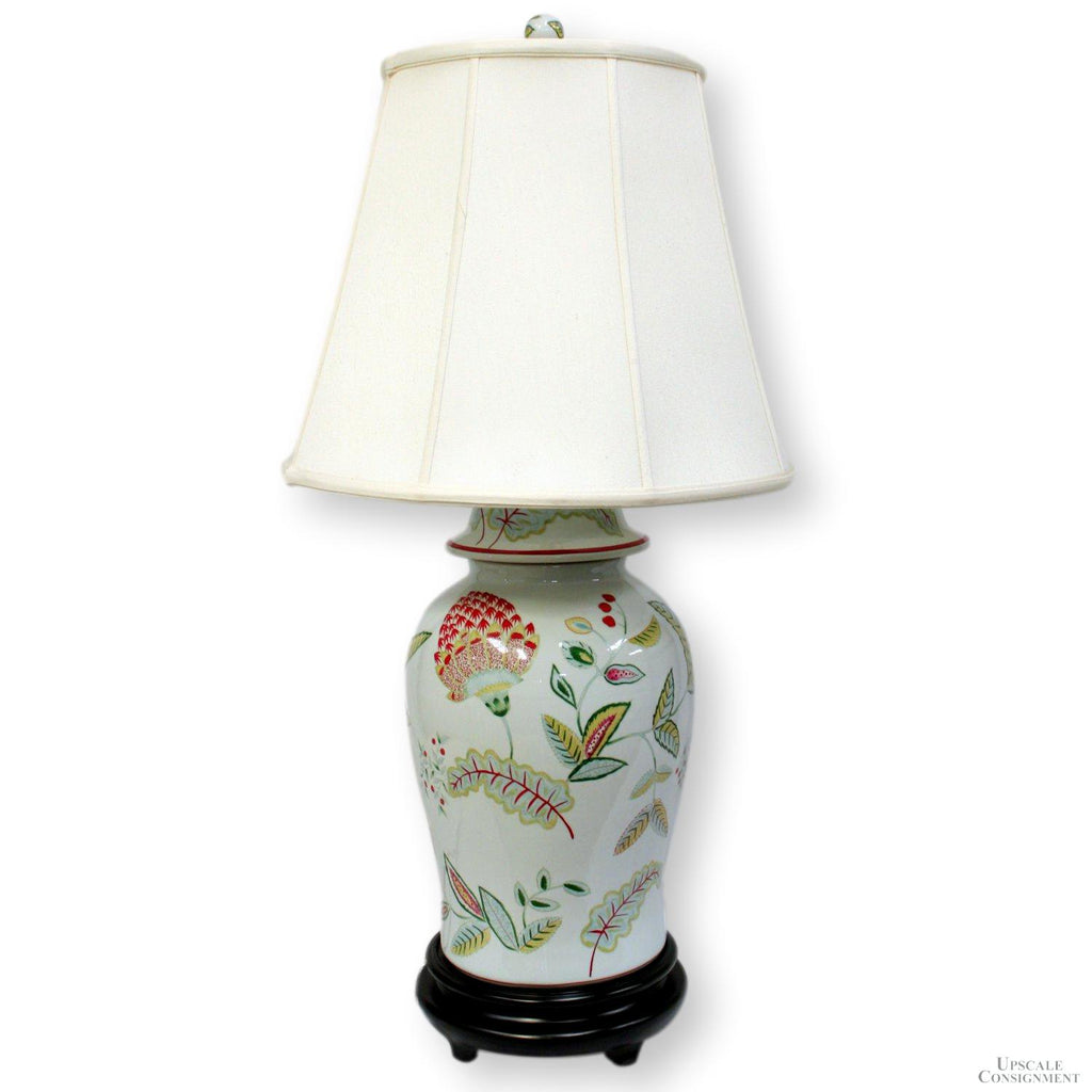 Botanical Motif Ceramic Ginger Jar Table Lamp – Upscale Consignment